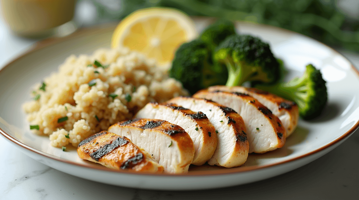 Healthy Grilled Chicken Breast with Quinoa And Broccoli